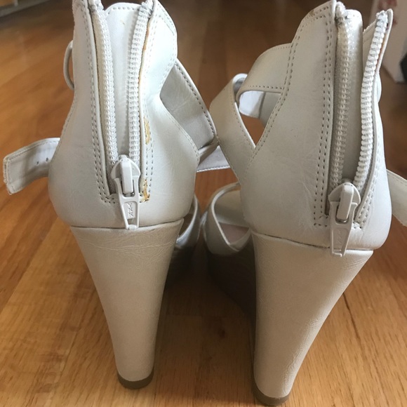 Shoes | Platform Wedge Sandals Zip Back Offwhitewood | Poshmark